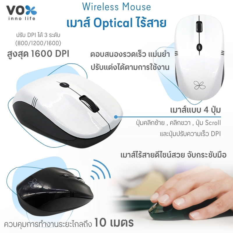 VOX Wireless Mouse Model W12 Black - Central.co.th