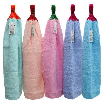 THANAPAND Long Hand Towel with Hanging Loop and Button, Assorted Colors ...