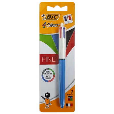 ปากกาลูกลื่น Bic Fine สีฟ้า หมึก 4 สี 1.0มม. | OfficeMate