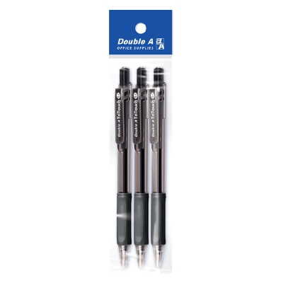 Double A TRITOUCH BALL PEN 0.5MM Pack 3 (BLACK) | OfficeMate