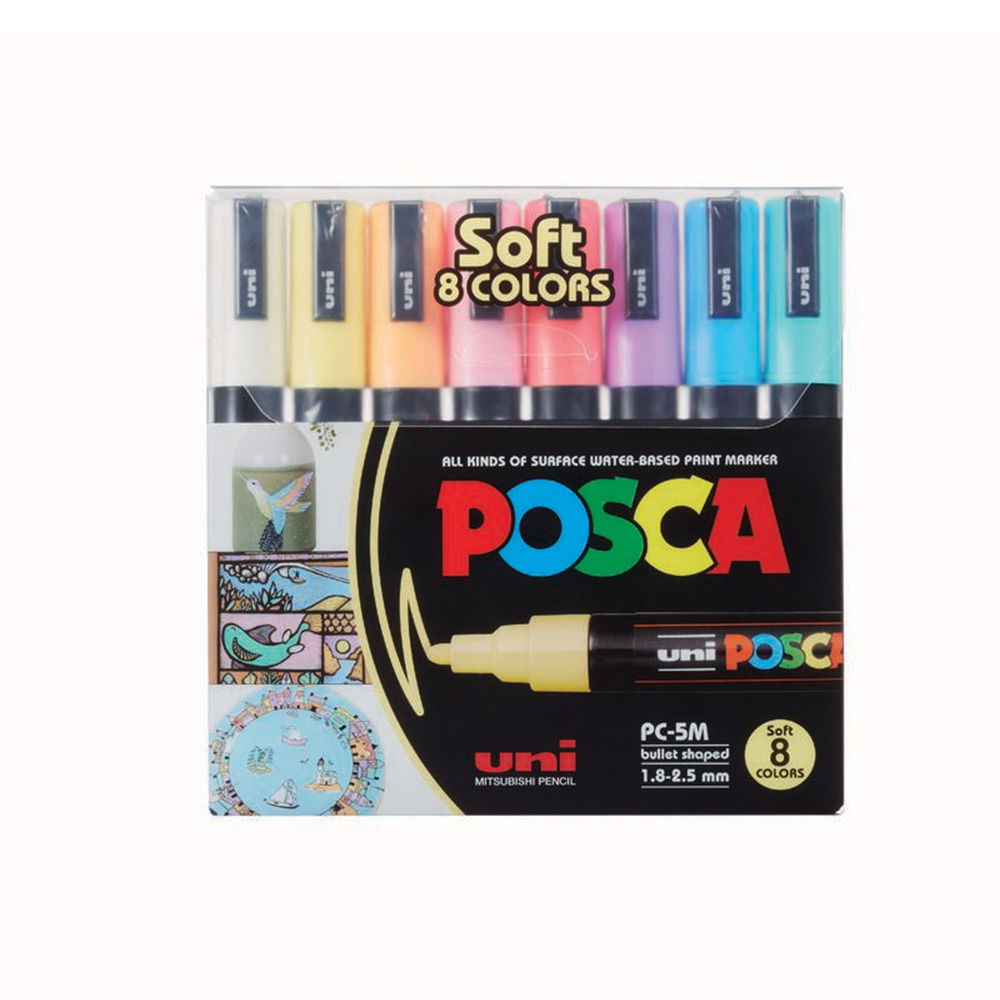 ปากกามาร์คเกอร์ POSCA คละสี(แพ็ค8สี)ยูนิ PC-5MSoftColor | B2S