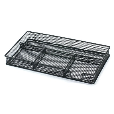 Multipurpose Steel Box with Divided Compartments Black | OfficeMate