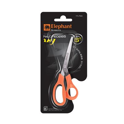 ELEPHANT Scissors 0265 Orange Color Size 6.5 Inches | OfficeMate