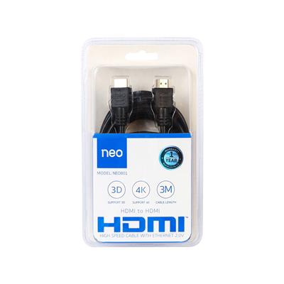 Neo HDMI to HDMI Cable 3M 801 Black | OfficeMate