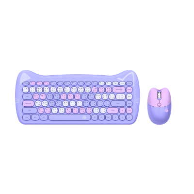 GEEZER Kitty Wireless Keyboard Mouse Combo 84 Keys KY100 Purple Set ...