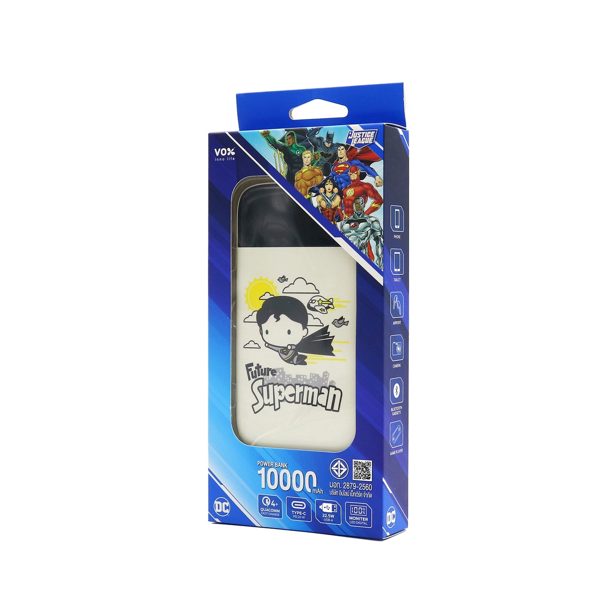 แบตสำรอง VOX Power Bank Digital LED 10000 mAh ลาย Superman สีขาว | B2S
