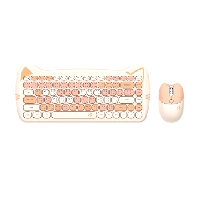 GEEZER Kitty Wireless Keyboard Mouse Combo 84 Keys KY100 Milk Tea Set | B2S