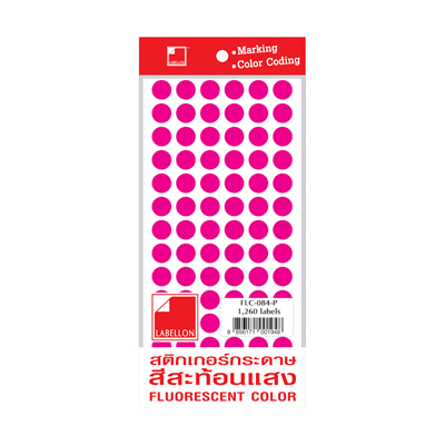 Rounded Fluorescent Color Label Sticker 13mm. (1260Labels) Pink ...