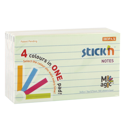 STICK N Lined Sticky Notes Assorted Colors Size 3x5 Inches Pack of 5 ...