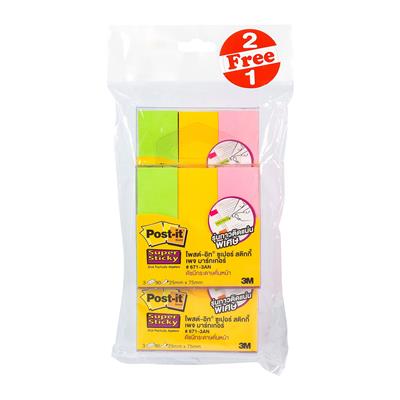 POST-IT เพจมาร์กเกอร์ ขนาด 1x3 นิ้ว คละสีนีออน 90 แผ่น/สี แพ็ค 2 แถม 1 ...