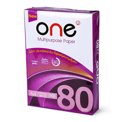ONE กระดาษถ่ายเอกสาร 80 แกรม ขนาด A4 สีขาว 500 แผ่น/รีม | B2S