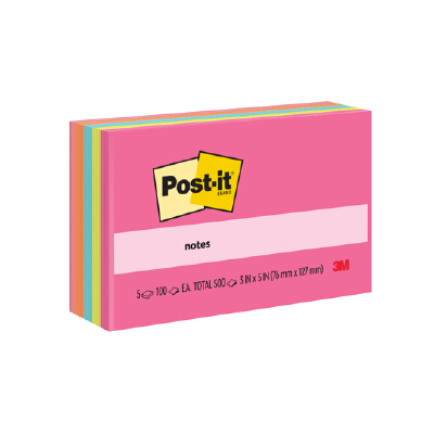 POST-IT กระดาษโน้ต ( Notes) รุ่น 655-5AN 3x5 (แพ็ค5เล่ม) | OfficeMate