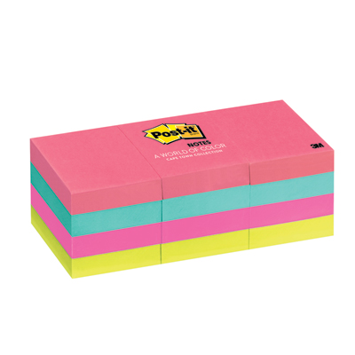 POST-IT 653AN กระดาษโน้ต คละสีสะท้อนแสง ขนาด 1.5"x2" 100แผ่น/เล่ม (12 ...