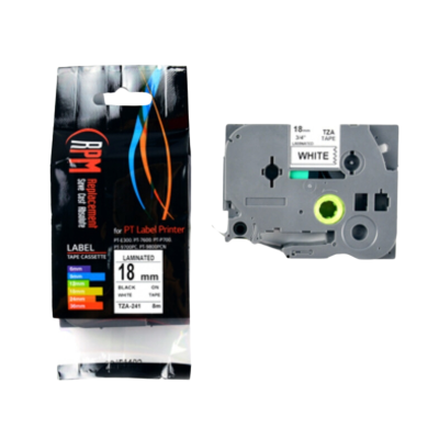 Label Tape 18mm Black on White | OfficeMate