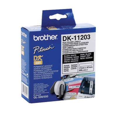 เทปพิมพ์อักษร 11203 17x87มม. (300 ป้าย/ม้วน) Brother DK | OfficeMate