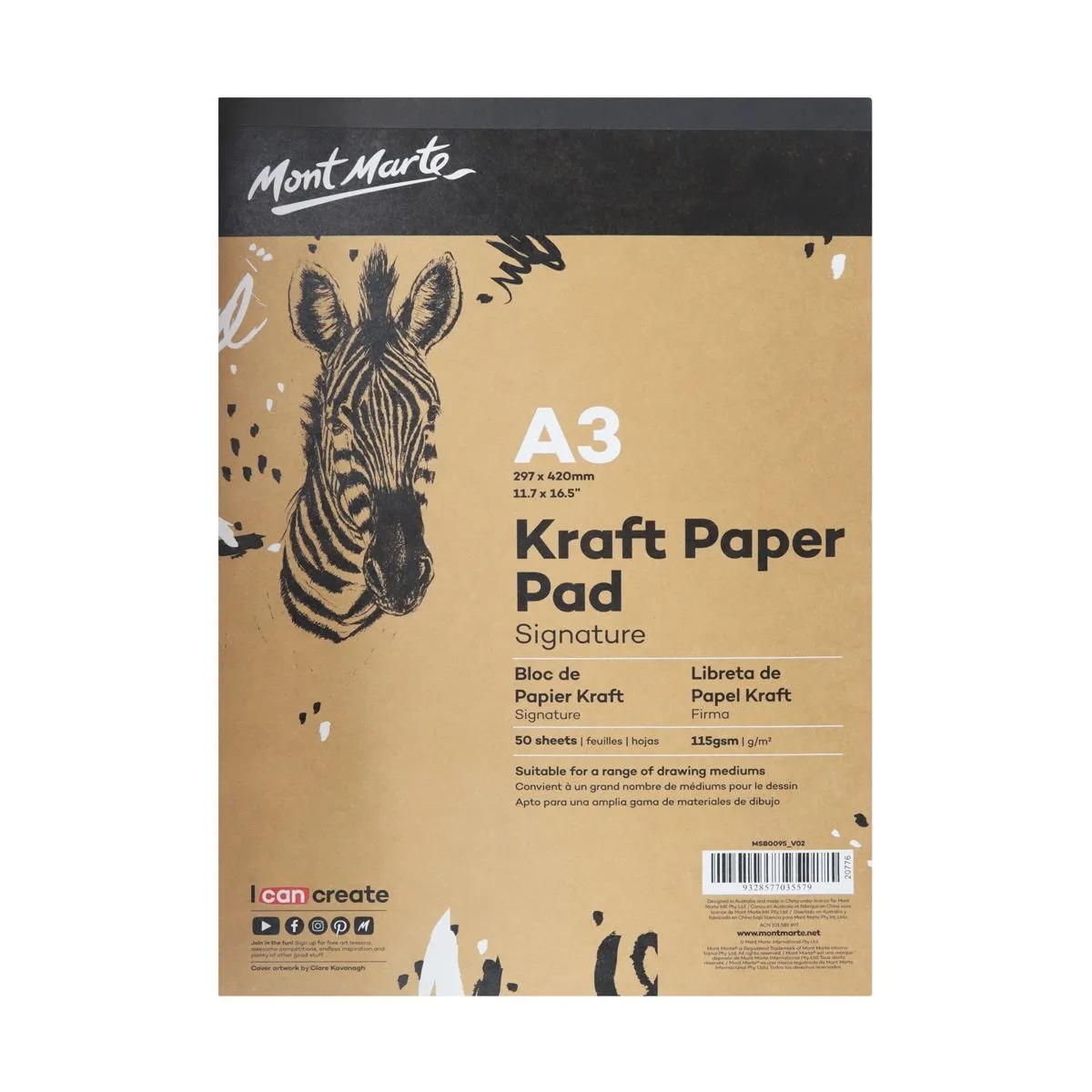 สมุดวาดเขียน Mont Marte กระดาษน้ำตาล ขนาด A3 115 แกรม 50 แผ่น B2s
