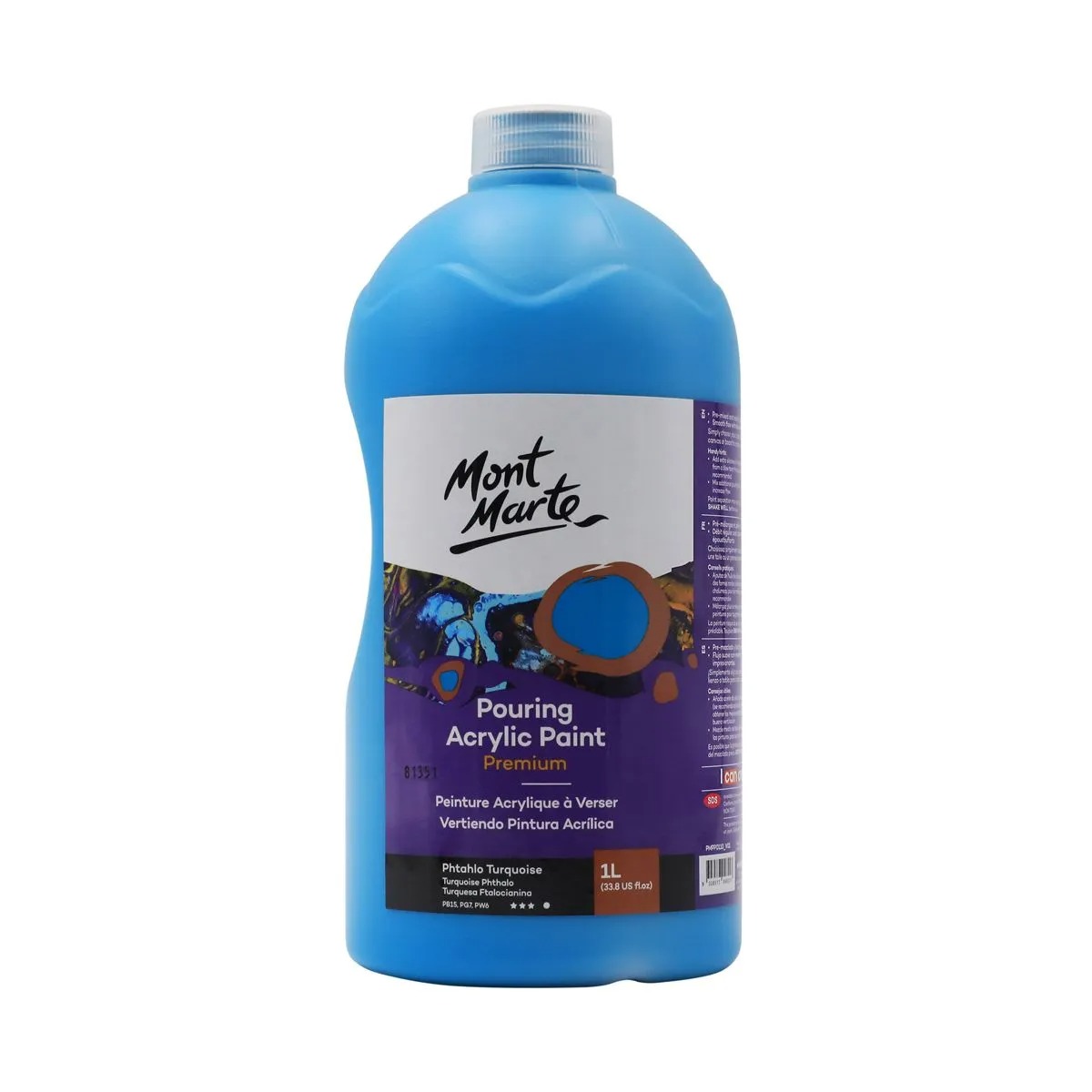 MONT MARTE สีอะคริลิคสำหรับงานเทสี สี Phthalo Turquoise ขนาด 1 ลิตร | B2S