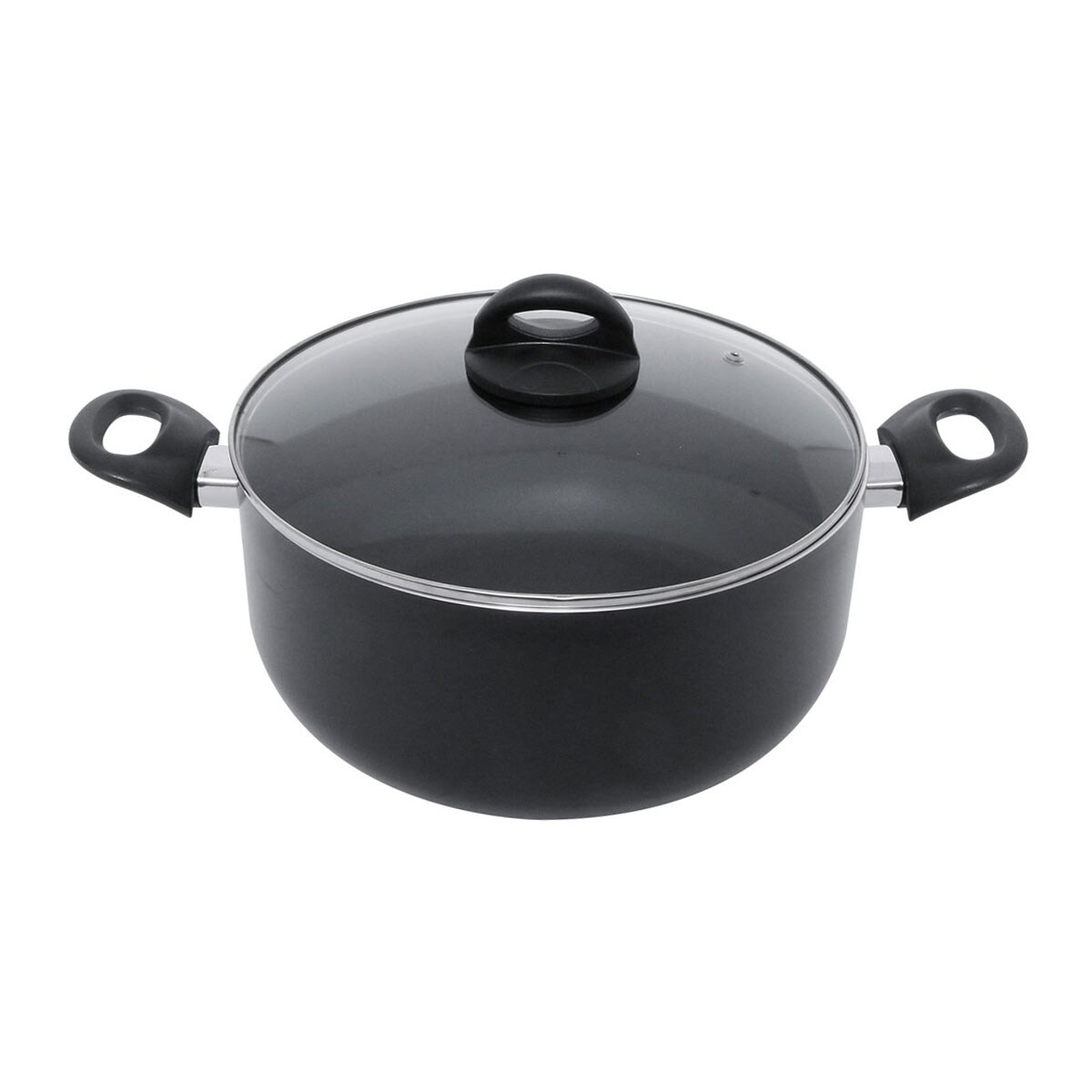 Stainless Steel Pot With Lid KASSA HOME C116AK-0526S Size 26 CM. Black ...