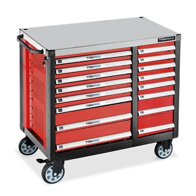 Mobile Tools Cabinet with Galvanised Worktop - 2+2 Large & 6+6 Small ...