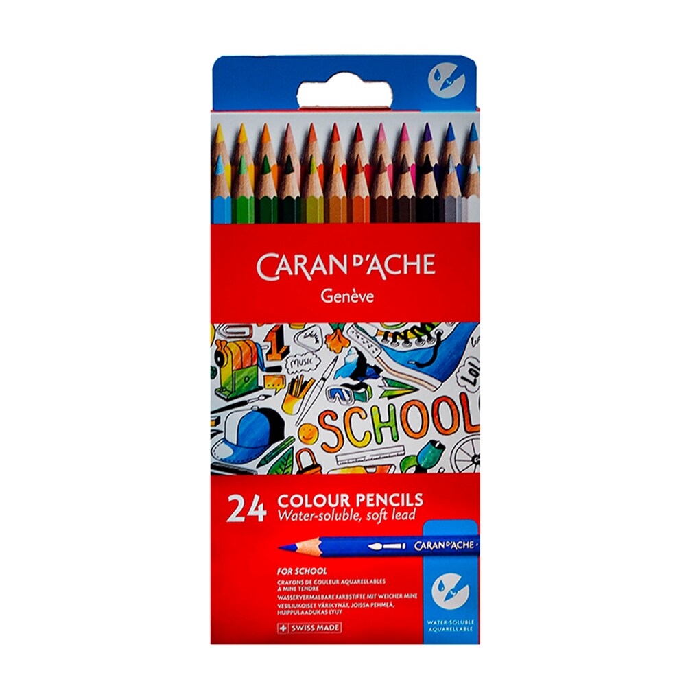 ชุดสีไม้ระบายน้ำ School Line Caran D’Ache 233500 24 สี | OfficeMate