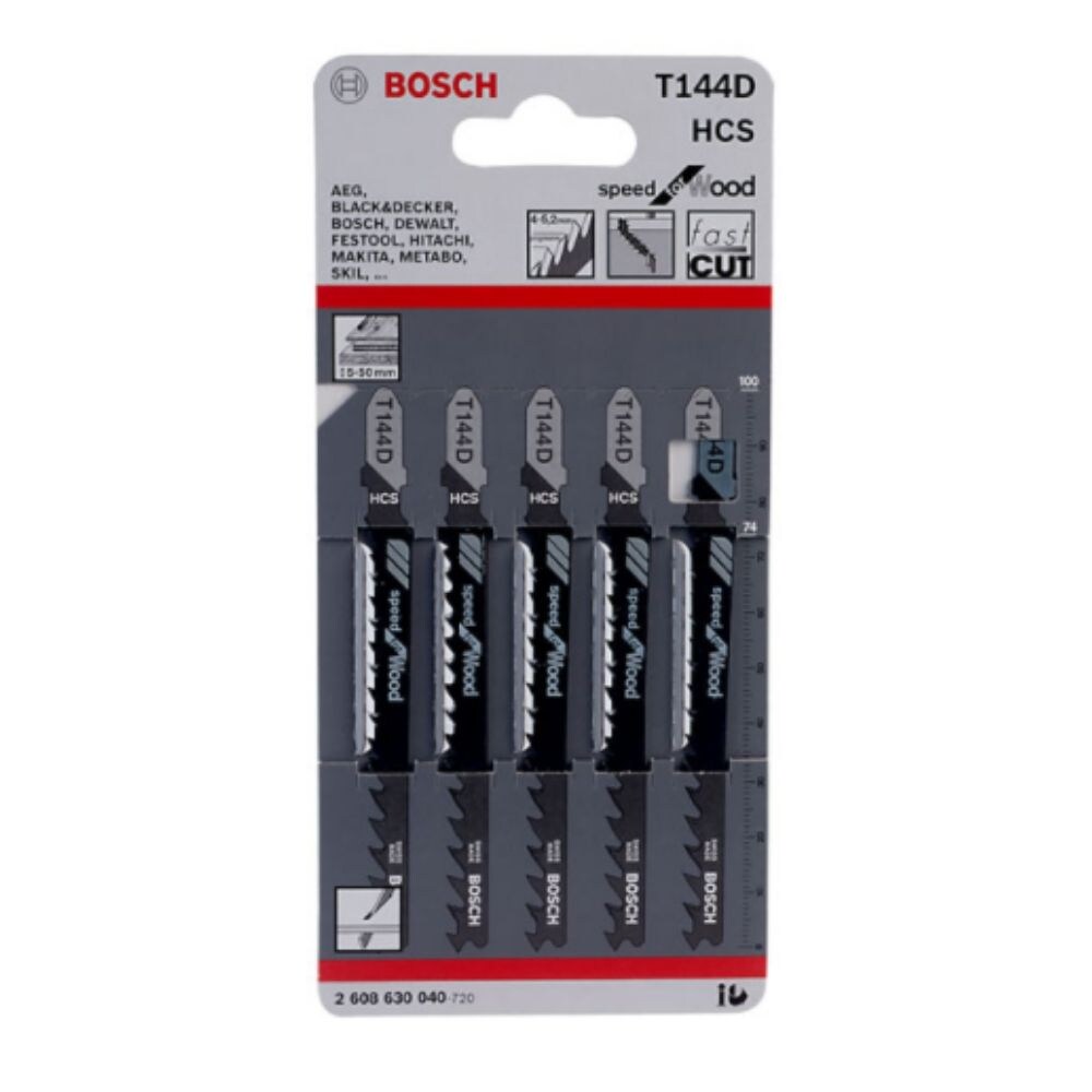 BOSCH T144D ใบเลื่อยจิ๊กซอตัดไม้ประณีต ตัดหนา 5-50 มิล #2608630040 (5ใบ ...