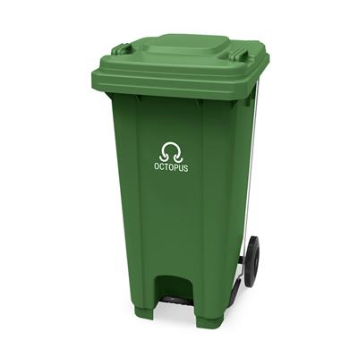 Octopus Heavy-Duty Mobile Waste Bin with Pedal RB-12MF Green 120 litre ...