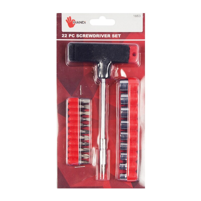 ชุดดอกไขควงพร้อมด้าม HANDI รุ่น 1663 (แพ็ค 22 ชิ้น) สีแ | OfficeMate