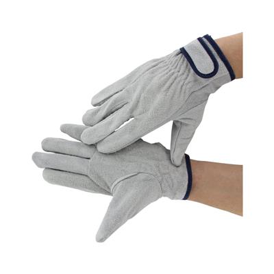 Heavy Duty Leather Gloves with Magic Tape MISUMI Gray GTKM-LL | OfficeMate