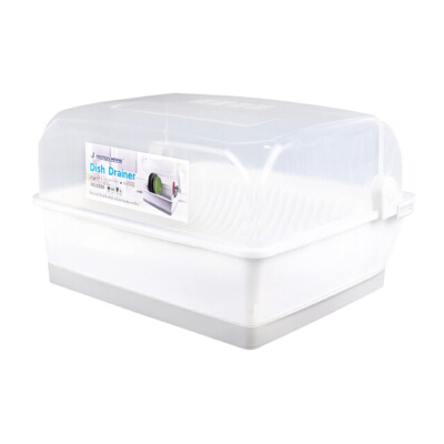 1 Tier Plastic Dish Drainer With Lid KASSA HOME JCP-5555 White - Grey ...