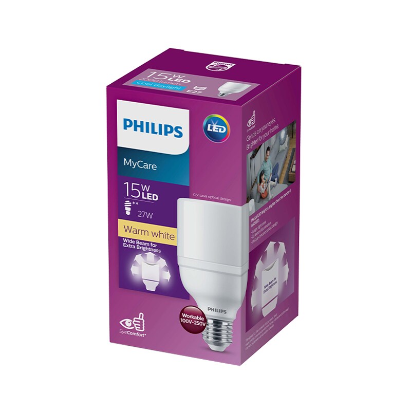 หลอดไฟ LED 15 วัตต์ Warm White PHILIPS รุ่น LEDBRIGHT T70 E27 | OfficeMate