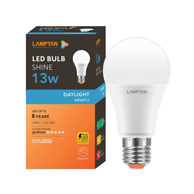 หลอดไฟ LED 13 วัตต์ Daylight LAMPTAN รุ่น SHINE E27 | OfficeMate