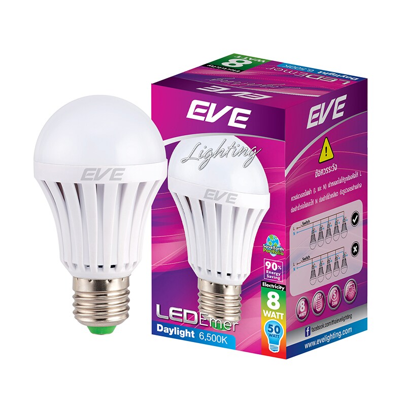 หลอดไฟ LED 8 วัตต์ Daylight EVE LIGHTING รุ่น EMERGENCY | OfficeMate