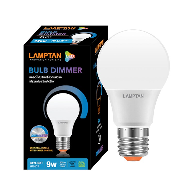 หลอดไฟ LED 9 วัตต์ Daylight LAMPTAN รุ่น BULB DIM E27 | OfficeMate