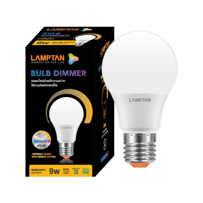 หลอดไฟ LED 9 วัตต์ Warmwhite LAMPTAN รุ่น BULB DIM E27 | OfficeMate