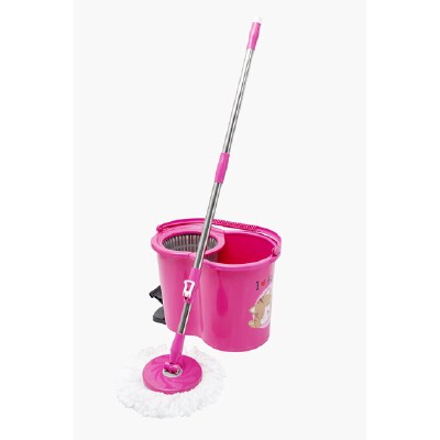 ถังปั่นสแตนเลส ทนทาน HYBRID MOP FAMILY ลายแมวถัง สีชมพู | OfficeMate