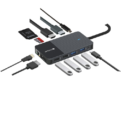 MAZER Infinite Multimedia Pro 12-in-1 Hub with Triple Display and PD ...