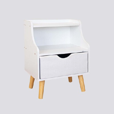 HomeHuk MDF Bedside Table with Lower Drawer White | OfficeMate