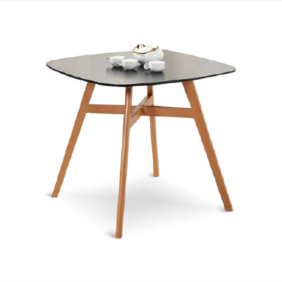HomeHuk Black MDF Squircle Cafe Table with Beech Wood Legs 80x74 ...