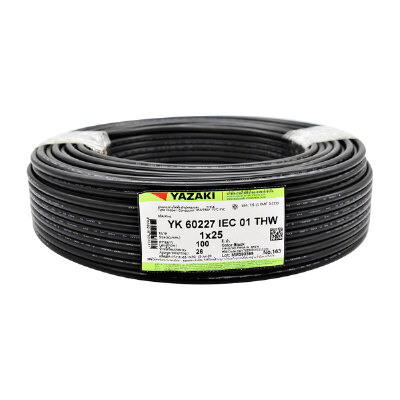 Electric Cable YAZAKI 60227 IEC01 THW1x25B Size 100 M. Black | OfficeMate