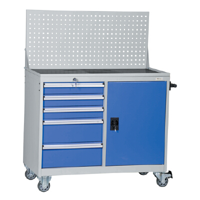 WT-1158 Mobile Tools Cabinet with Steel Worktop with PVC Mat & Back ...
