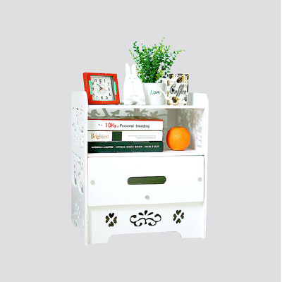 HomeHuk White PVC Stencil Side Table 2B Single Drawer | OfficeMate