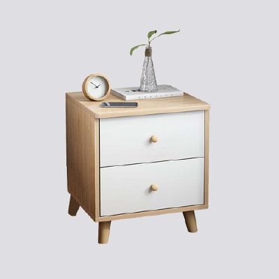 ตู้ข้างเตียงไม้ 2 ชั้น 2 ลิ้นชัก สี ขาว เมเปิ้ล HomeHuk PB Side Table ...