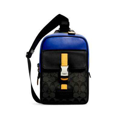 กระเป๋าคาดอก COACH C6646 TRACK PACK IN COLORBLOCK SIGNATURE CANVAS ...
