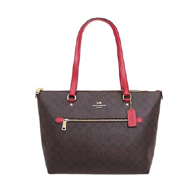กระเป๋าสะพาย Coach F79609 Gallery Tote In Signature Canvas สี Brown ...
