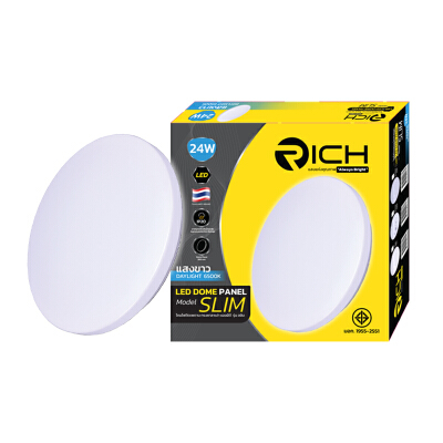 โคมไฟเพดาน SLIM LED 24W ลายเรียบ RICH สลิม สีคูล เดย์ ไวท์ | OfficeMate