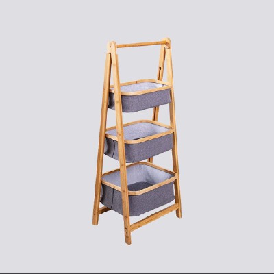 HomeHuk Bamboo Foldable Ladder Shelf Grey | OfficeMate