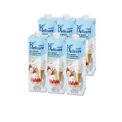 ครีมนมไอศกรีม สำหรับทำเมนูไอศกรีม และขนมหวาน DELICARE (1000ml X 6 กล่อง ...