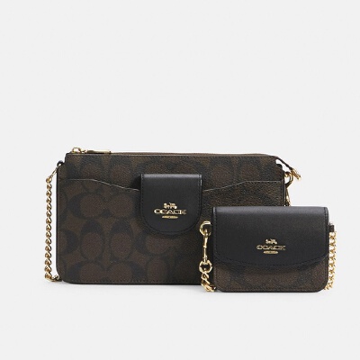 กระเป๋าสะพายสายโซ่ Coach C3328 Poppy Crossbody In Signature Canvas สี ...