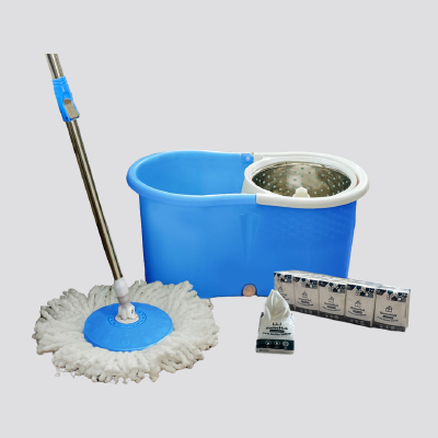 HomeHuk Blue Spin Mop Eco with Drainage with Tissue 1 pack Spin Mop Eco ...