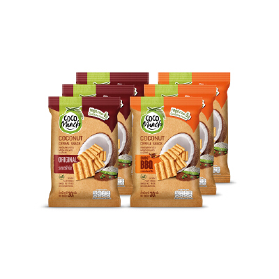 Cocomunch ขนมธัญพืชผสมไฟเบอร์มะพร้าวและพีโปรตีน 30 กรัม คละรส ( 3+3 ซอง ) | OfficeMate